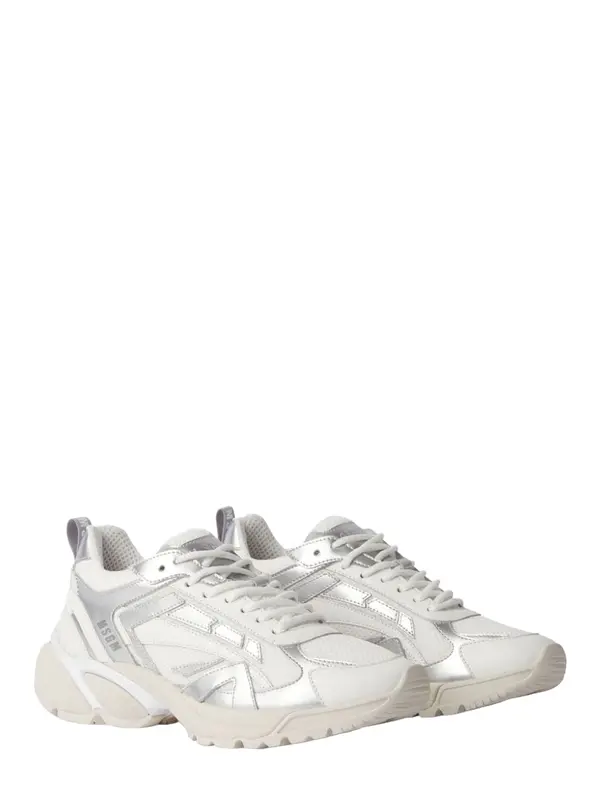 MSGM Logo-embossed Panelled Sneakers - White