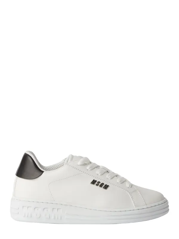 MSGM Logo-embossed Leather Sneakers - White