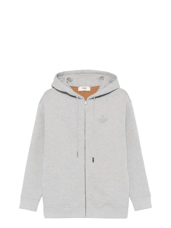 Fendi Logo-embroidered Hoodie - Grey