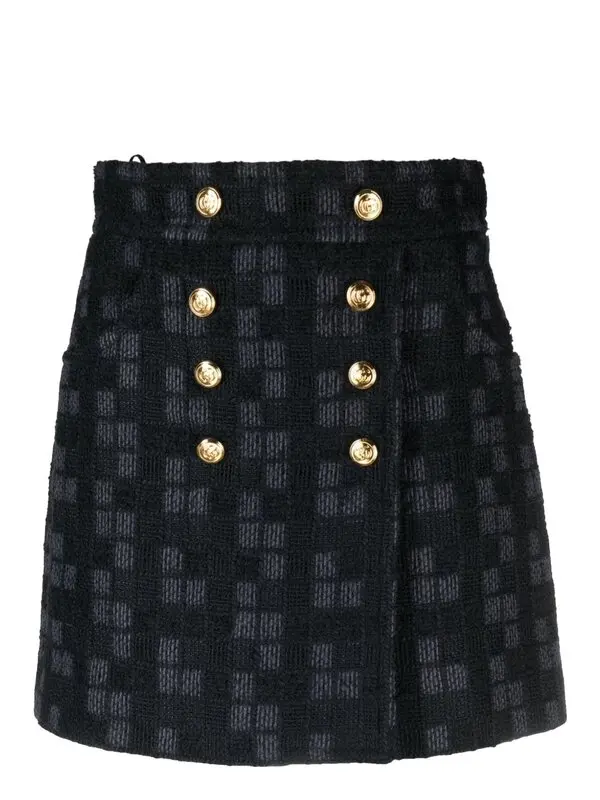 Gucci Double-breasted Tweed Miniskirt - Black
