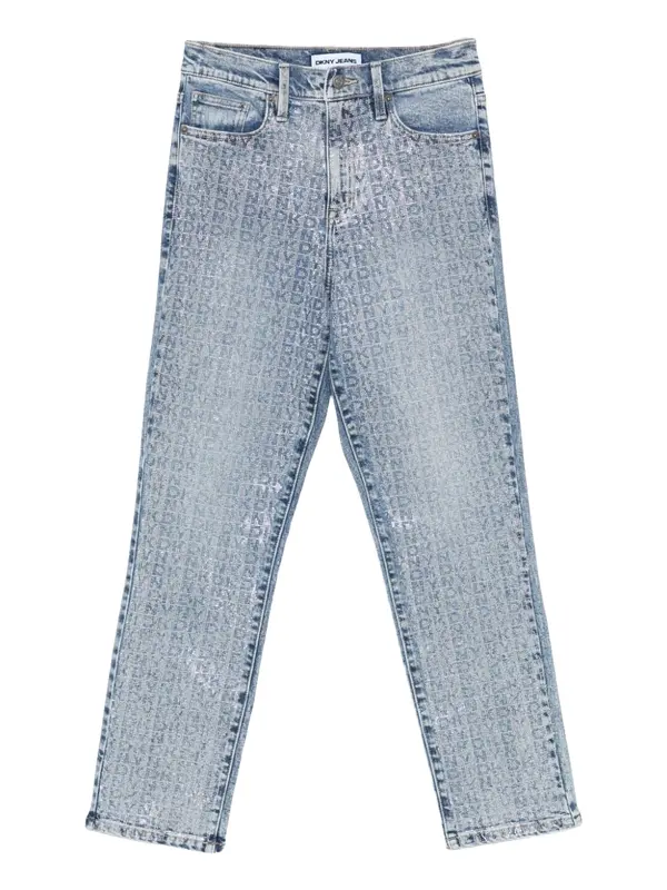 Dkny Logo-rhinestone Jeans - Blue