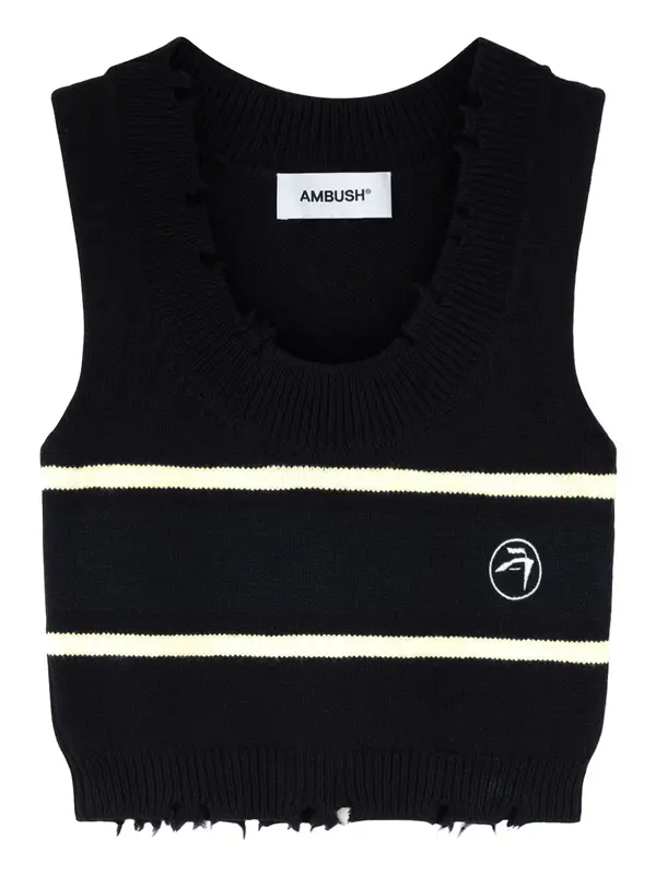 AMBUSH Raw-cut Knitted Top - Black