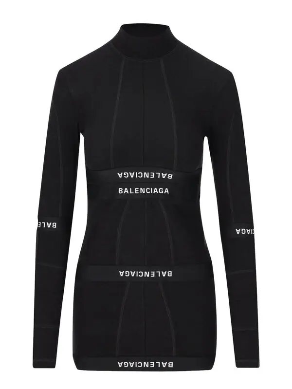 Balenciaga Paneled Mini Dress - Black