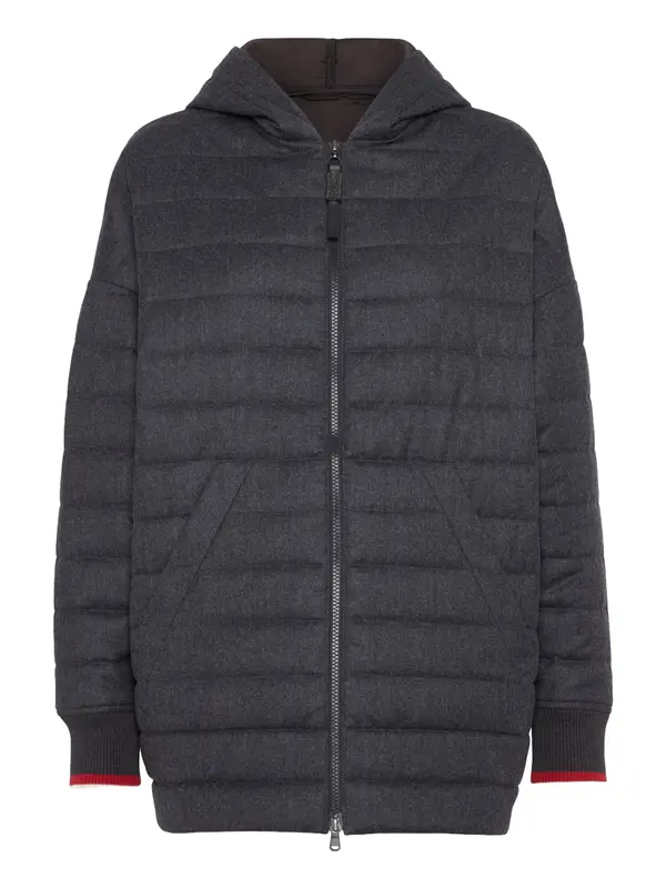 Brunello Cucinelli Padded Wool Coat - Grey