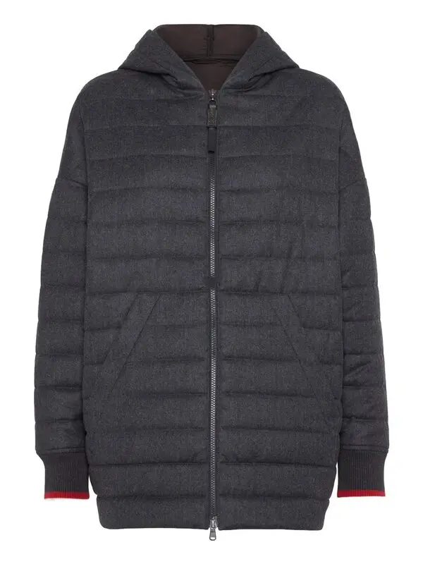 Brunello Cucinelli Padded Wool Coat - Grey
