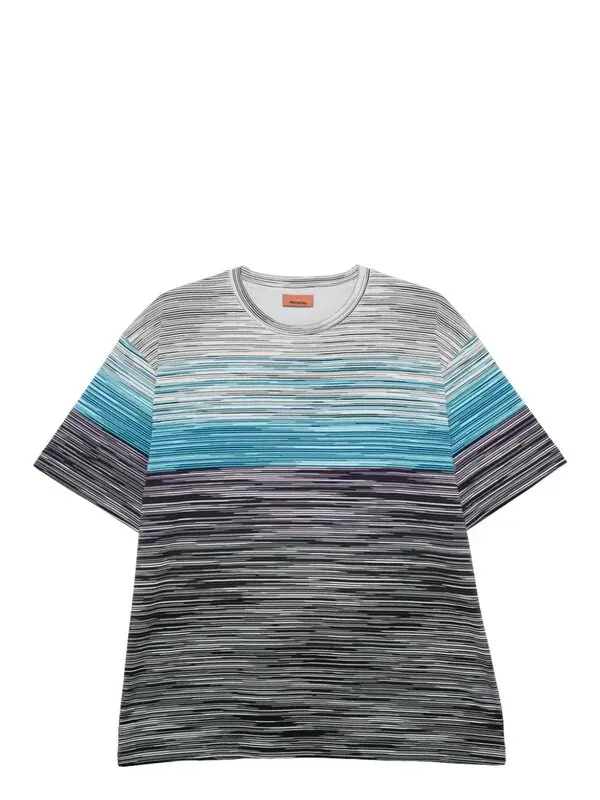 Missoni Logo-rubberised Striped T-shirt - Blue