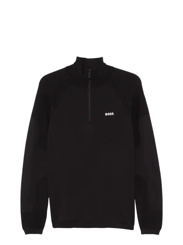 BOSS Rubberised-logo Sweater - Black