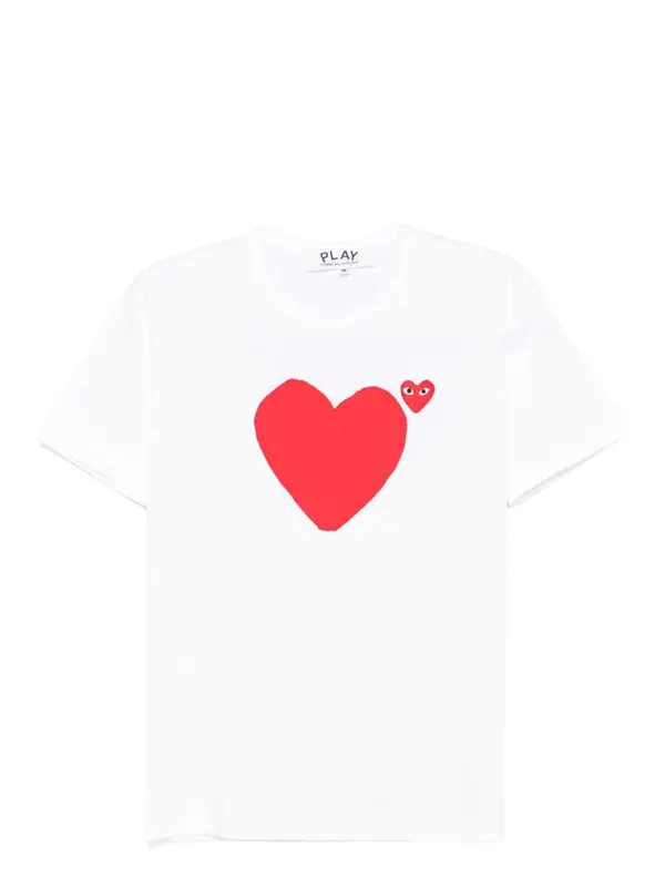 Play Comme Des Garcon Heart-print T-shirt - White