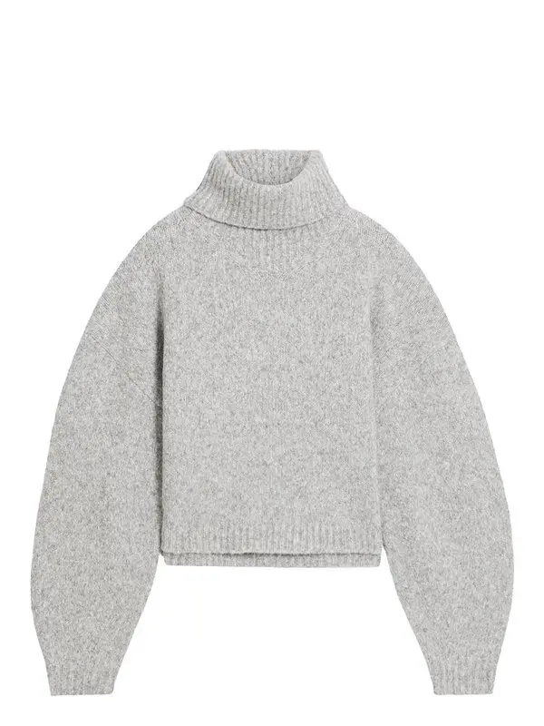 Helmut Lang Mélange Merino Wool-blend Turtleneck Sweater - Light Gray