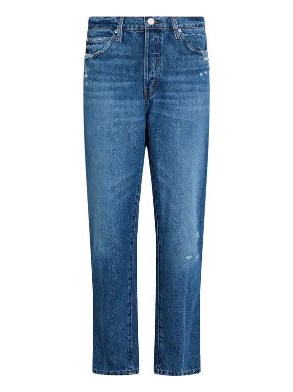 FRAME Le Mec High-rise Straight-leg Jeans - Dark Denim