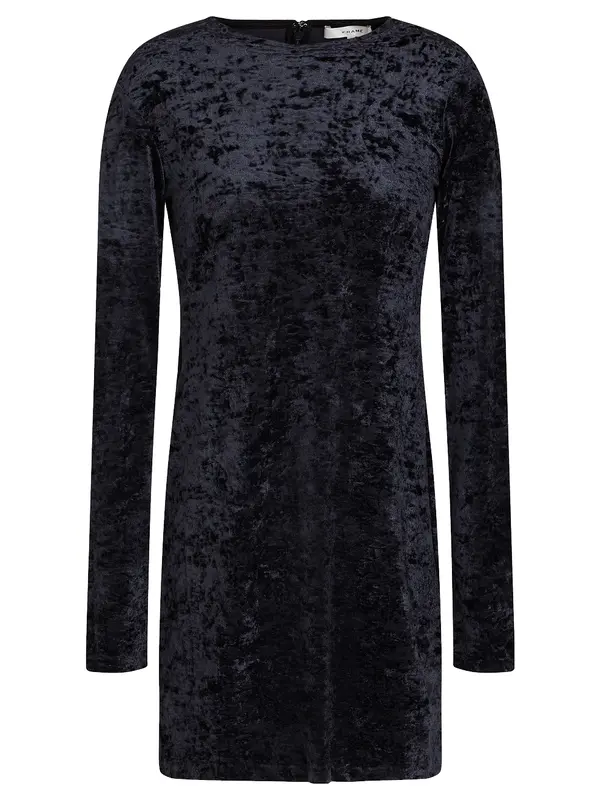 FRAME Crushed Velvet Mini Dress - Black