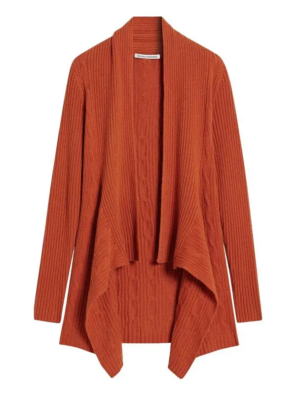 Autumn Cashmere Ribbed And Cable-knit Cardigan - Orange