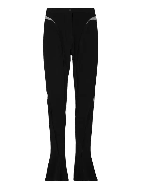 MUGLER Illusion Tulletrimmed Stretchjersey Leggings - Black