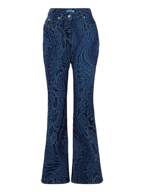 MUGLER Printed Mid-rise Flared Jeans - Mid Denim