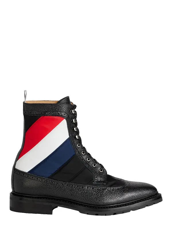 Thom Browne Striped Brogue Boots - Black