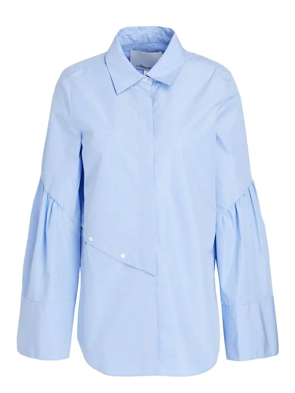 3.1 Phillip Lim Button-detailed Cotton-blend Poplin Shirt - Light Blue