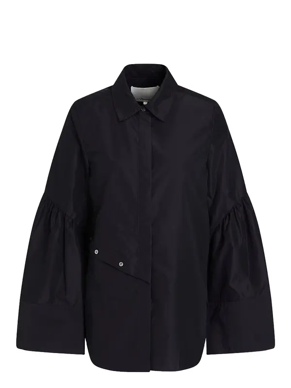 3.1 Phillip Lim Button-detailed Cotton-blend Poplin Shirt - Midnight Blue