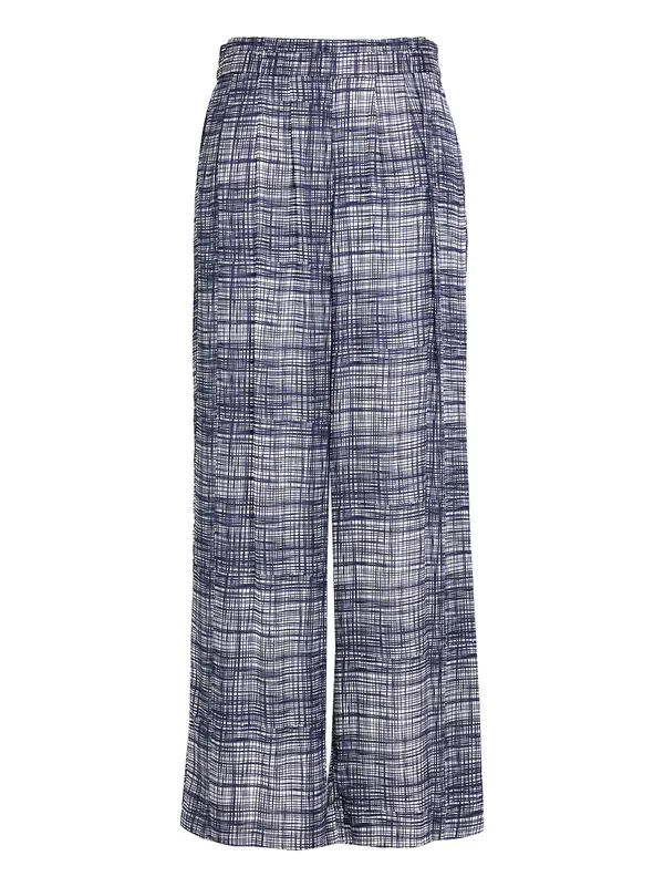 Rag & Bone Tara Printed Wide-leg Pants - Navy