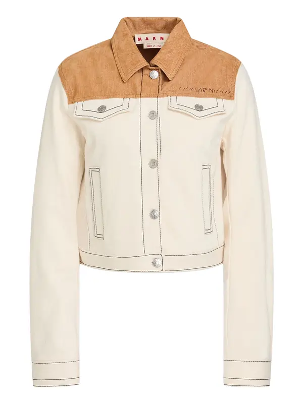 Marni Two-tone Denim Jacket - Beige