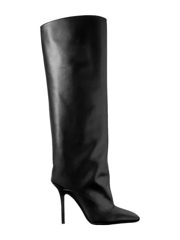 Attico Sienna Leather Knee Boots - Black