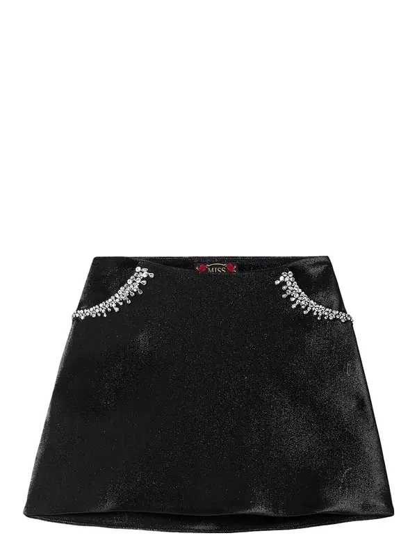 MISS SOHEE Crystal-embellished Lamé Mini Skirt - Black
