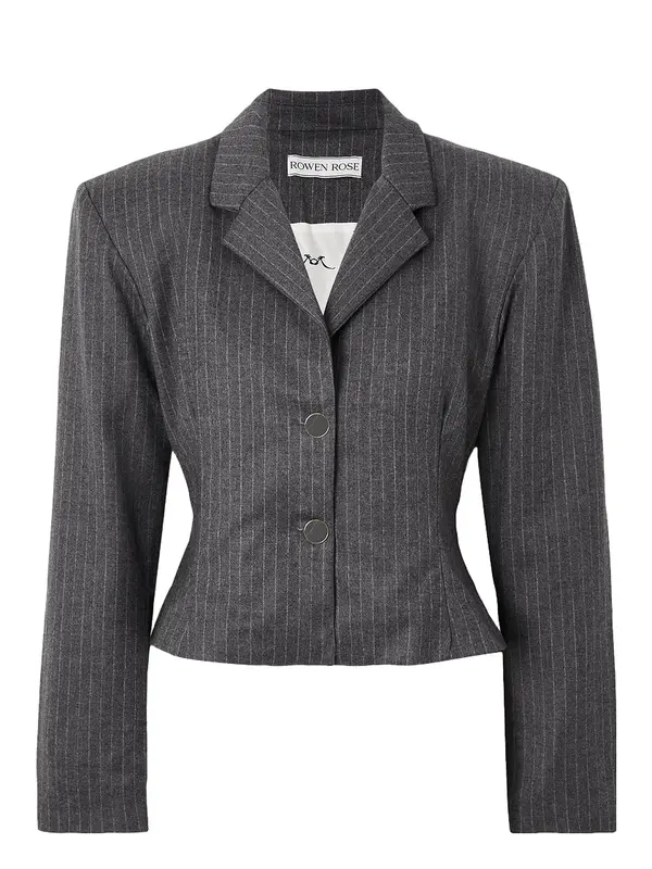 ROWEN ROSE Pinstriped Wool-cashmere Blazer - Gray