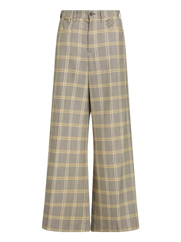 Marni Checked Wool-blend Wide-leg Pants - Black