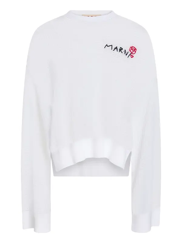 Marni Pointelle-knit Cotton Sweater - White