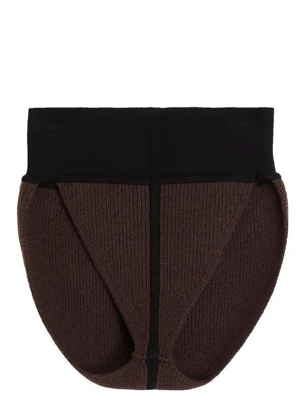 Rick Owens Two-tone Ribbed Cashmere-blend Shorts - Chocolate