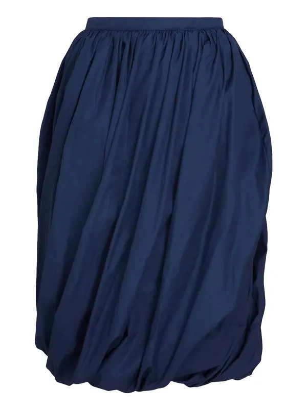 Marni Gathered Cotton-poplin Skirt - Navy