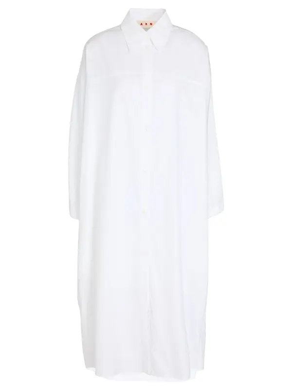 Marni Cotton-poplin Midi Shirt Dress - White