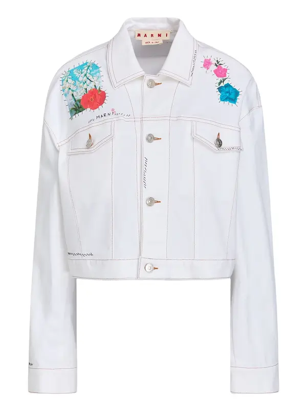 Marni Appliquéd Denim Jacket - White