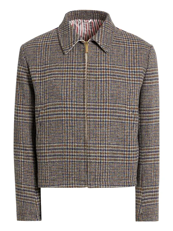 Thom Browne Twill-paneled Checked Wool-tweed Jacket - Brown