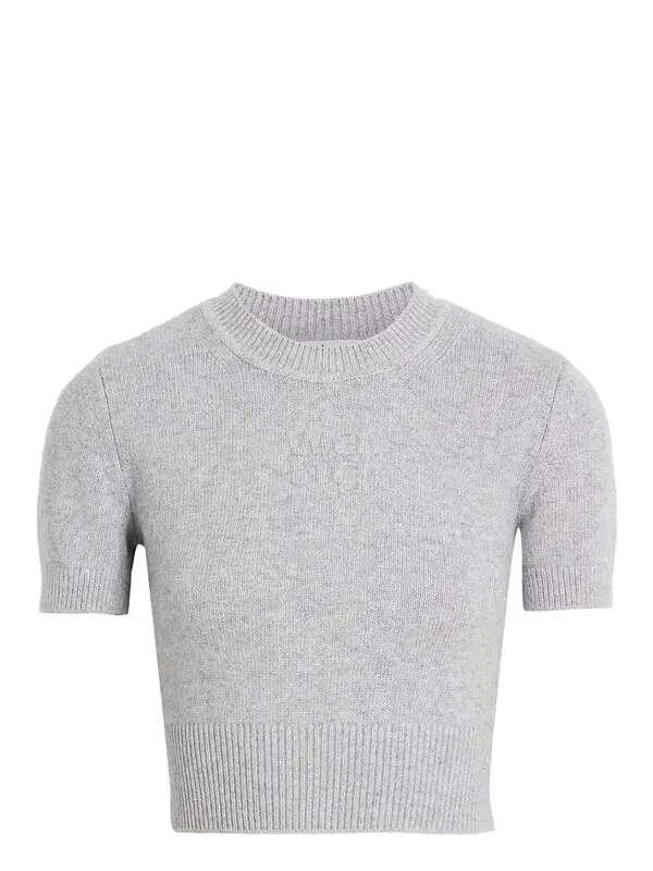 Alexander Wang Cropped Cotton And Wool-blend Sweater - Gray