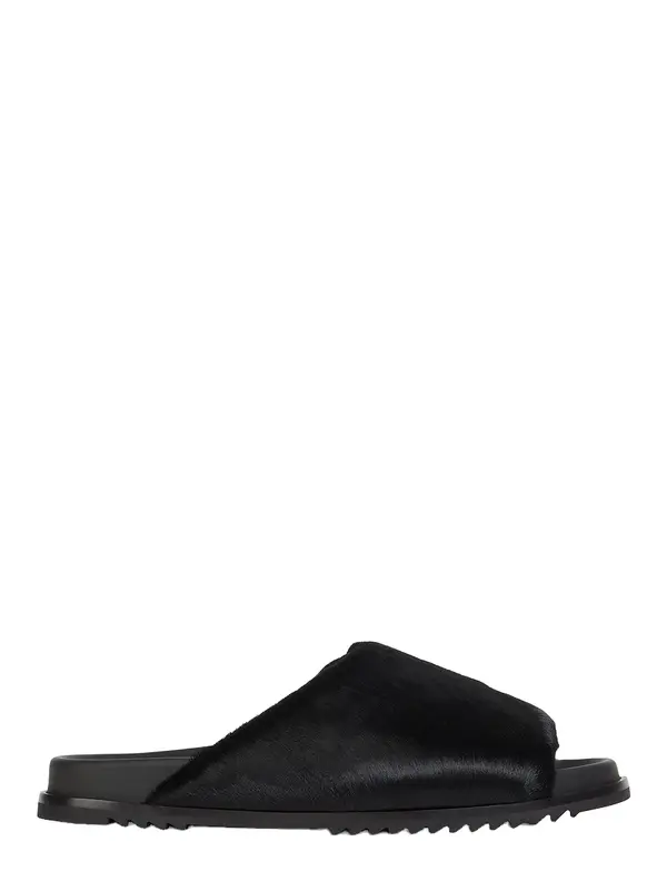 Rick Owens Granolas Calf Hair Slides - Black