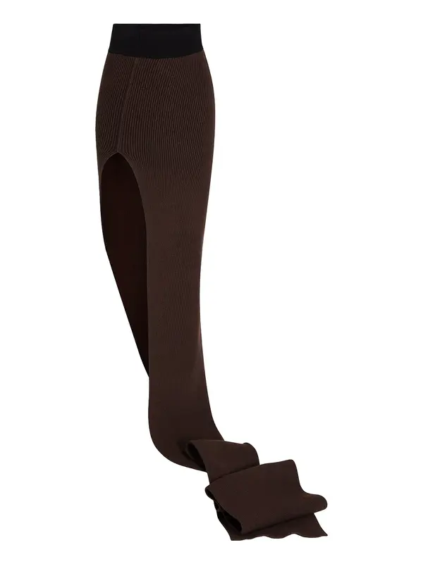 Rick Owens Asymmetric Ribbed Maxi Skirt - Chocolate