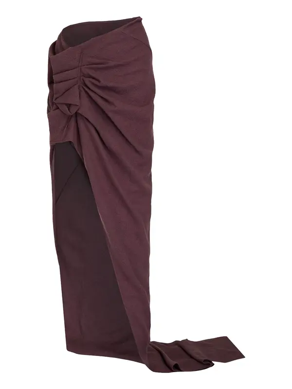 Rick Owens Edfu Draped Brushed Wool Maxi Skirt - Grape