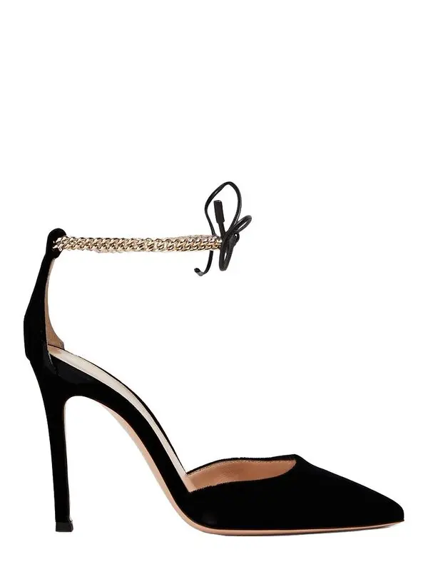 GIANVITO ROSSI Leather-trimmed Velvet Pumps - Black