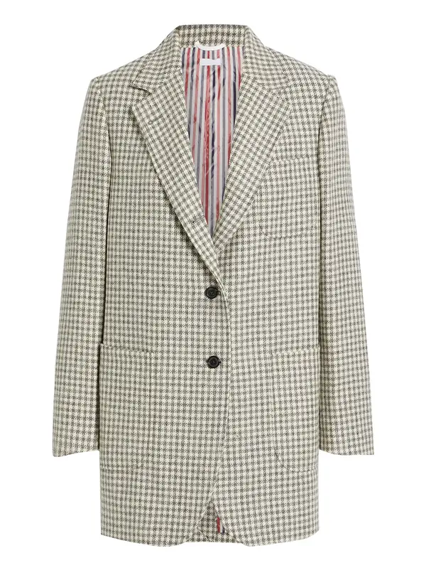 Thom Browne Houndstooth Wool-tweed Blazer - Gray