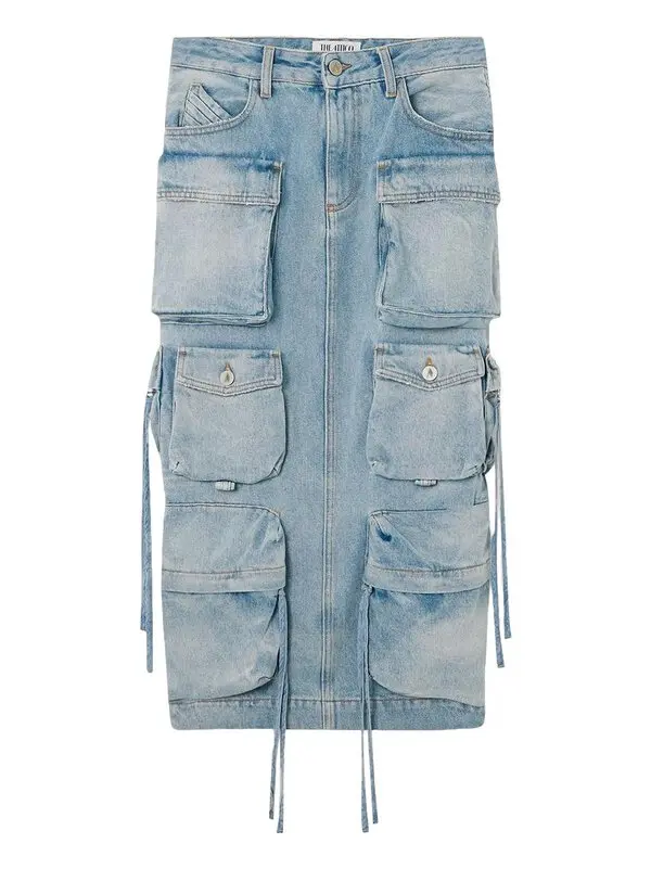 Attico Denim Midi Skirt - Light Denim