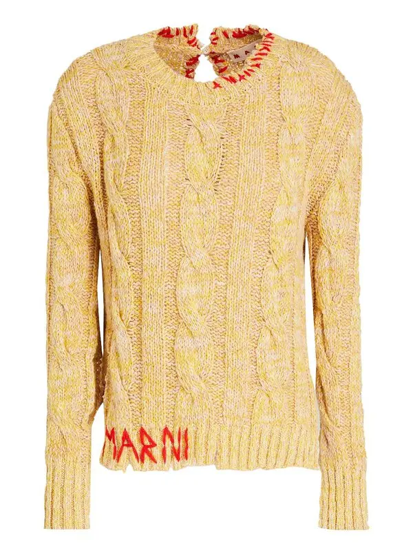 Marni Mélange Cable-knit Cotton Sweater - Yellow