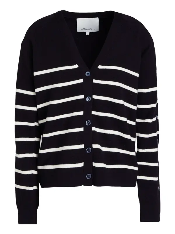 3.1 Phillip Lim Striped Wool Cardigan - Midnight Blue