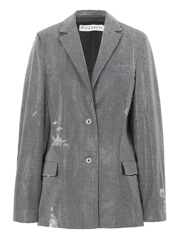 JW Anderson Crystal-embellished Cotton-crepe Blazer - Silver