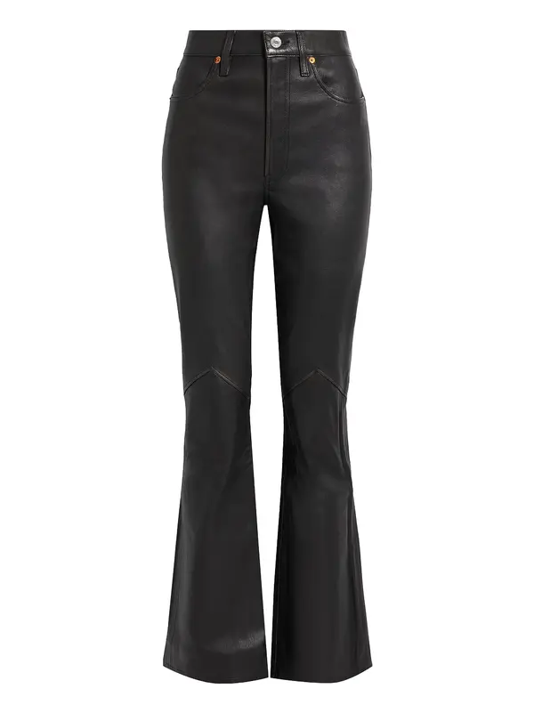 RE/DONE Flared Leather Pants - Black