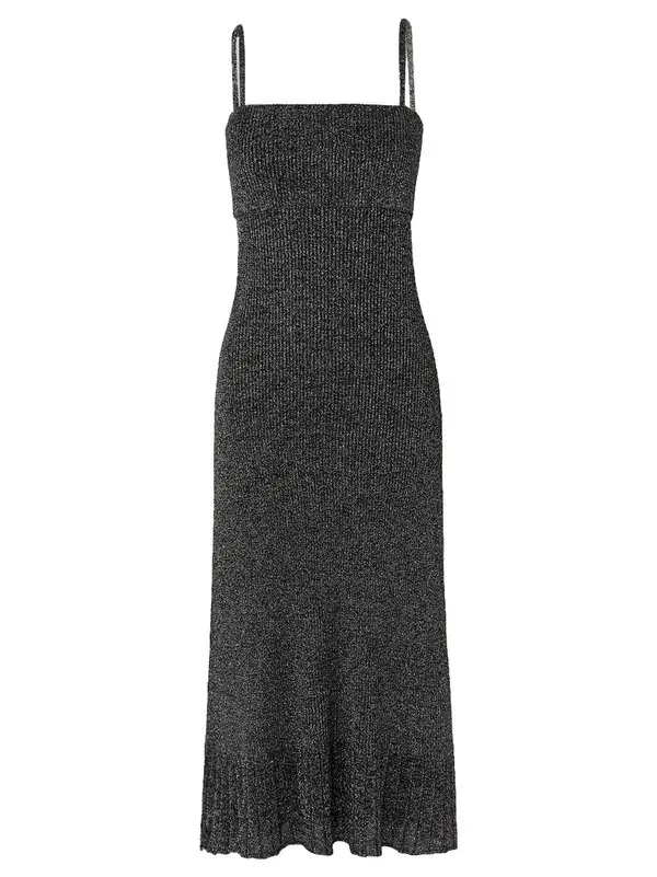 Proenza Schouler Lorena Metallic Lamé Maxi Dress - Charcoal
