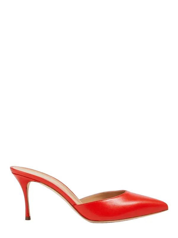 SERGIO ROSSI Leather Mules - Red