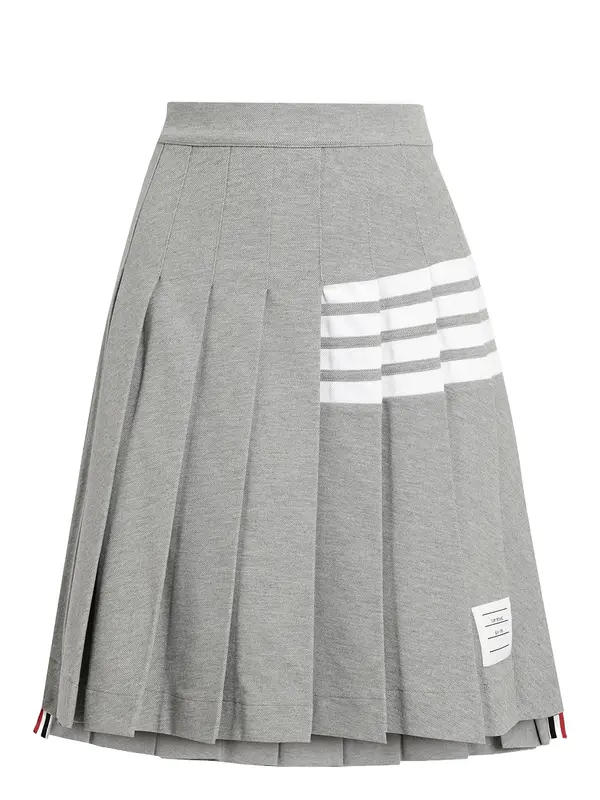Thom Browne Striped Pleated Cotton-blend Piqué Skirt - Light Gray