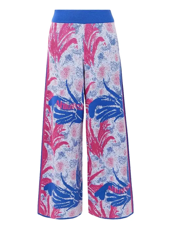 Ahluwalia Kiara Jacquard-knit Merino Wool Wide-leg Pants - Royal Blue