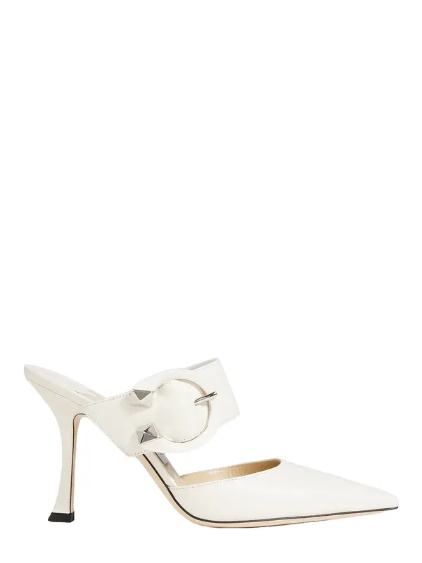 JIMMY CHOO Magie 90 Leather Mules - Ivory