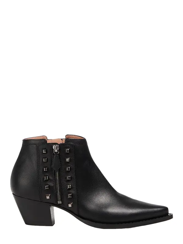 Alberta Ferretti Studded Leather Ankle Boots - Black